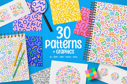 Seamless Vector Patterns, a Pattern Graphic by DeepDesign