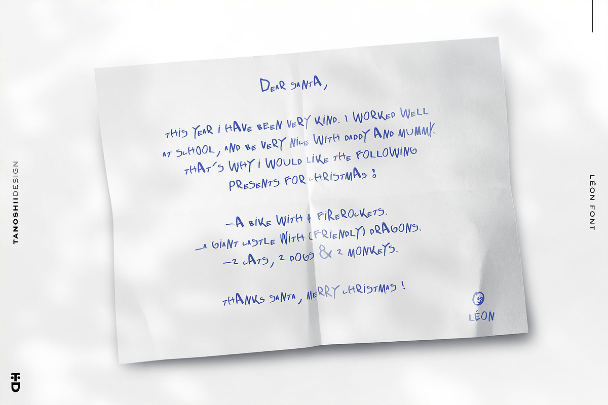 LÉON - Handwritten Font, a Script Font by TANOSHII DESIGN