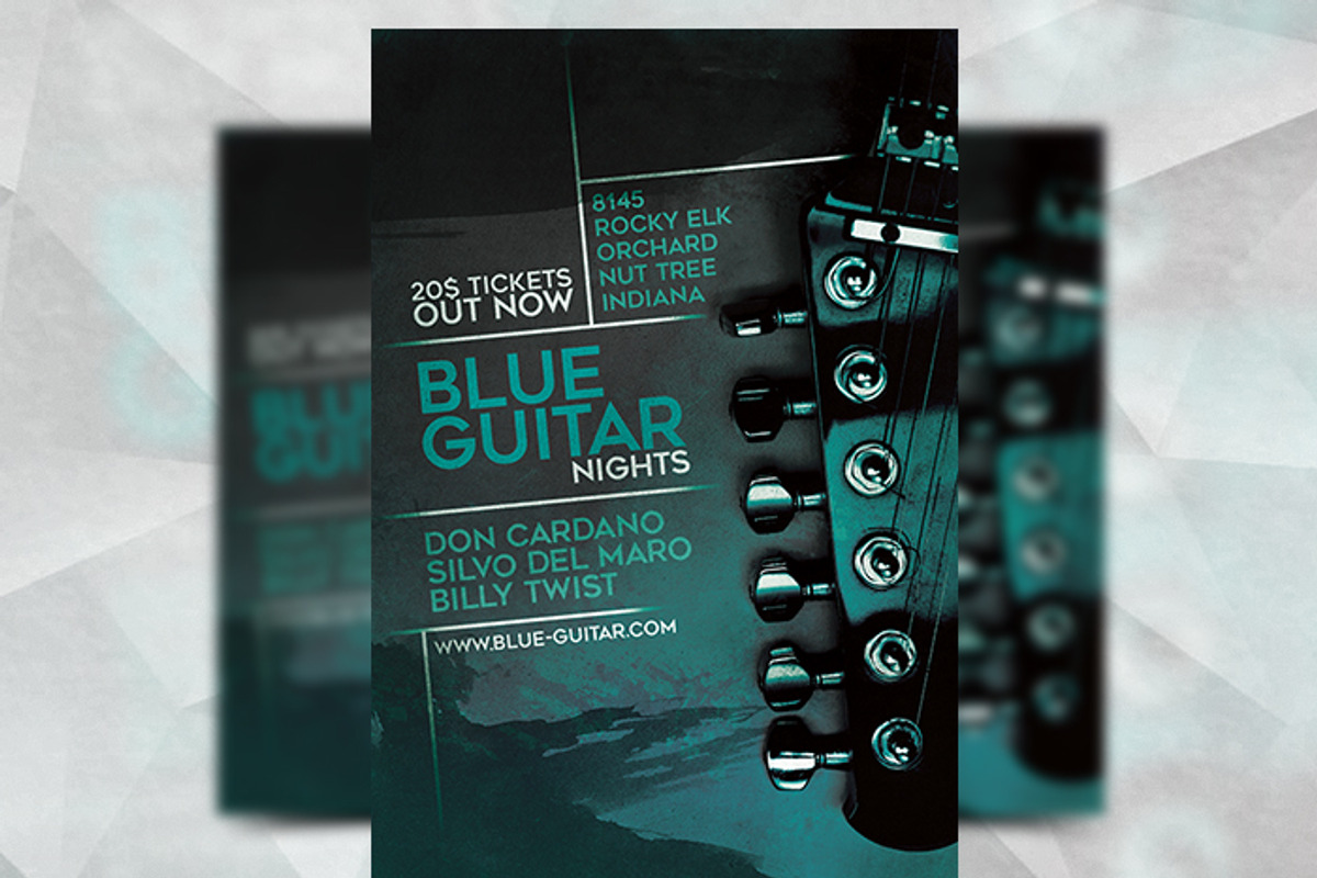 Blue Guitar - Flyer Template, a Flyer Template by Flyermarket