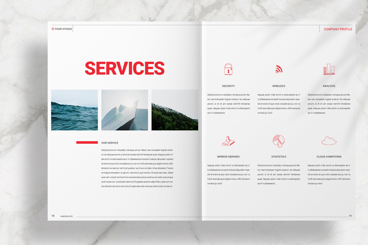 Red and Black Company Profile Layout, a Brochure Template by Boris Cupac