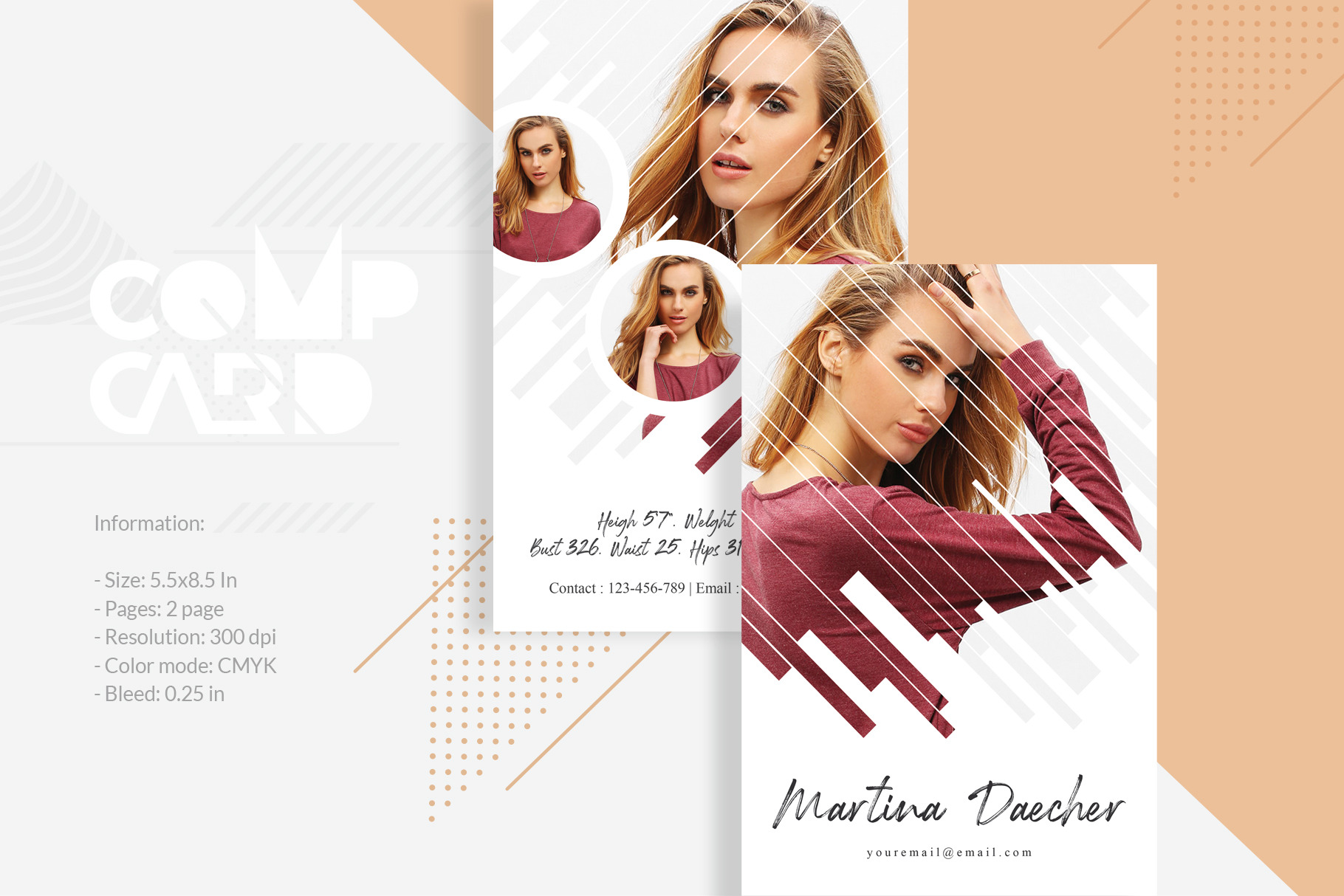 Modeling comp card, a Card Template by TemplatesForest | Creative Market