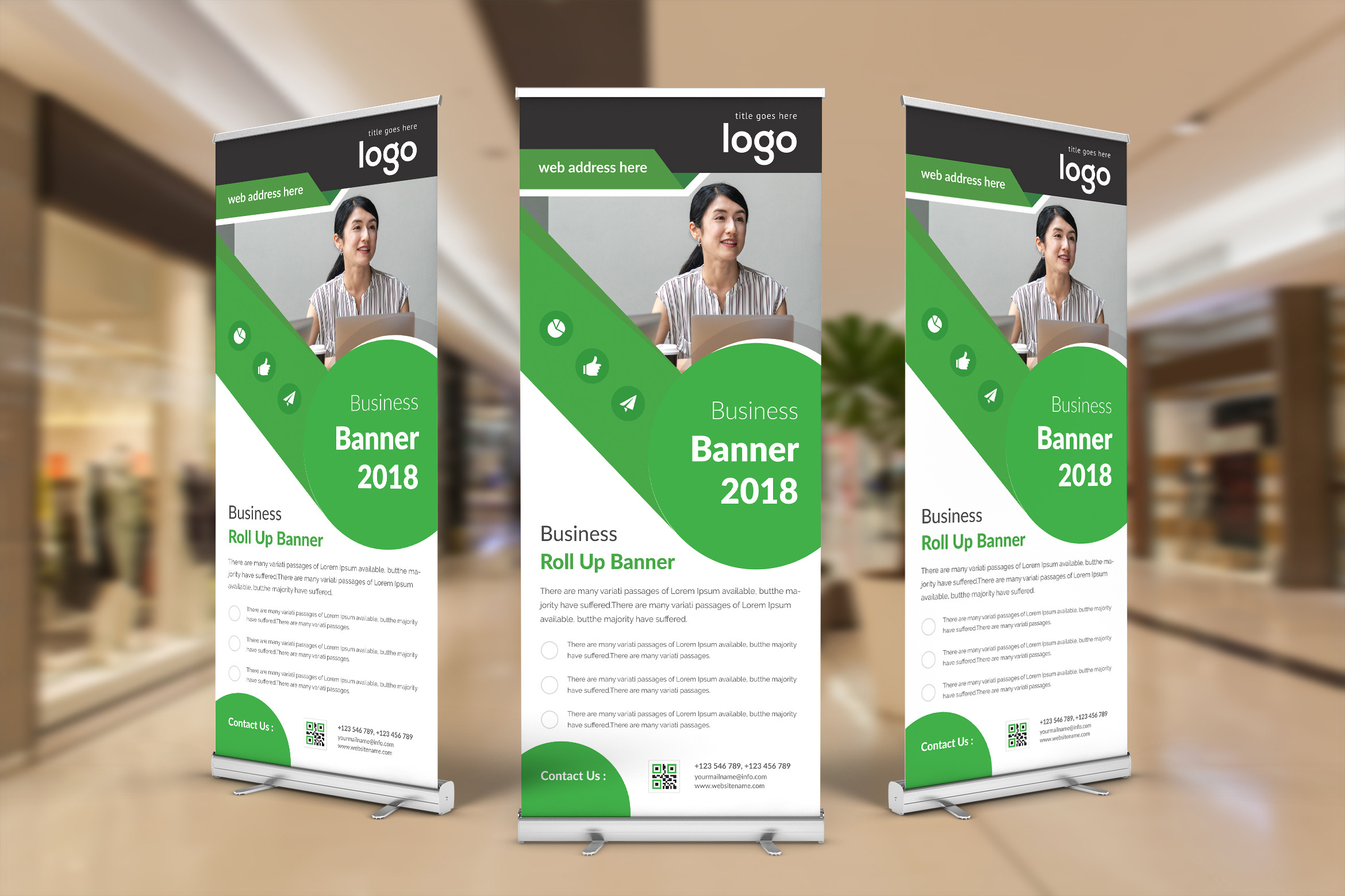 Green Roll Up Banner, a Stationery Template by ZAAS