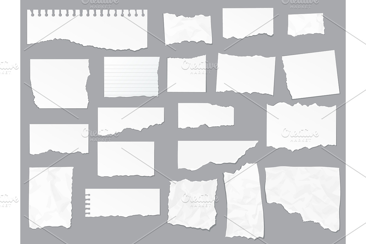 Torn paper notes, notebook, vector, an Object Illustration by Vector ...