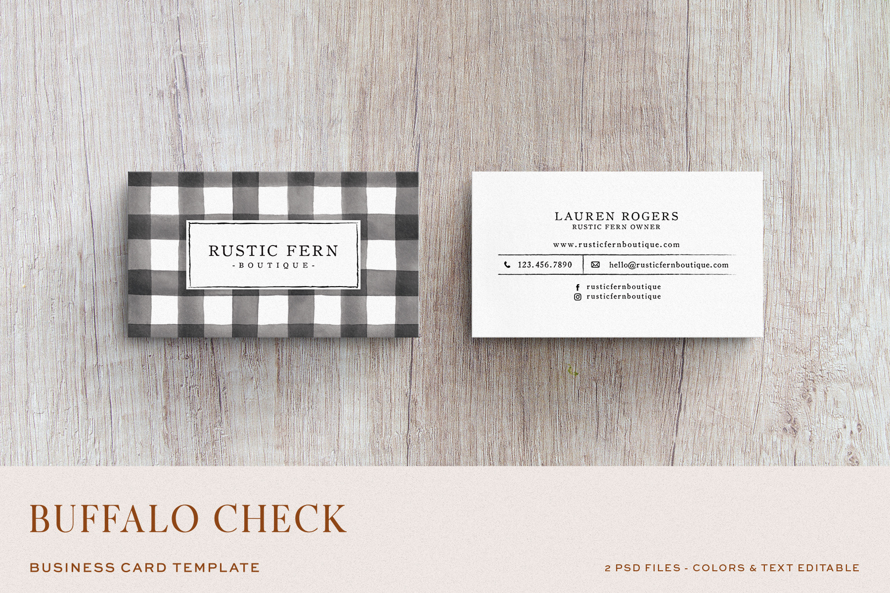 Buffalo Check Business Card Template, a Business Card Template by Indie ...