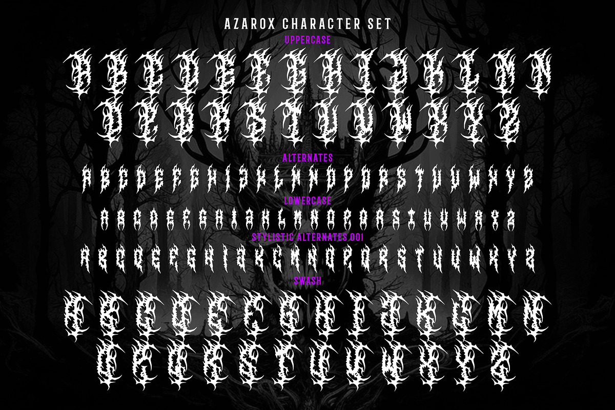 AZAROX DEATH METAL FONT, a Blackletter Font by Fonday Studio