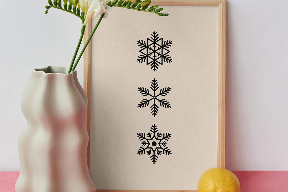 Snowflakes Linocut Bundle, an Illustration by ClayStudio