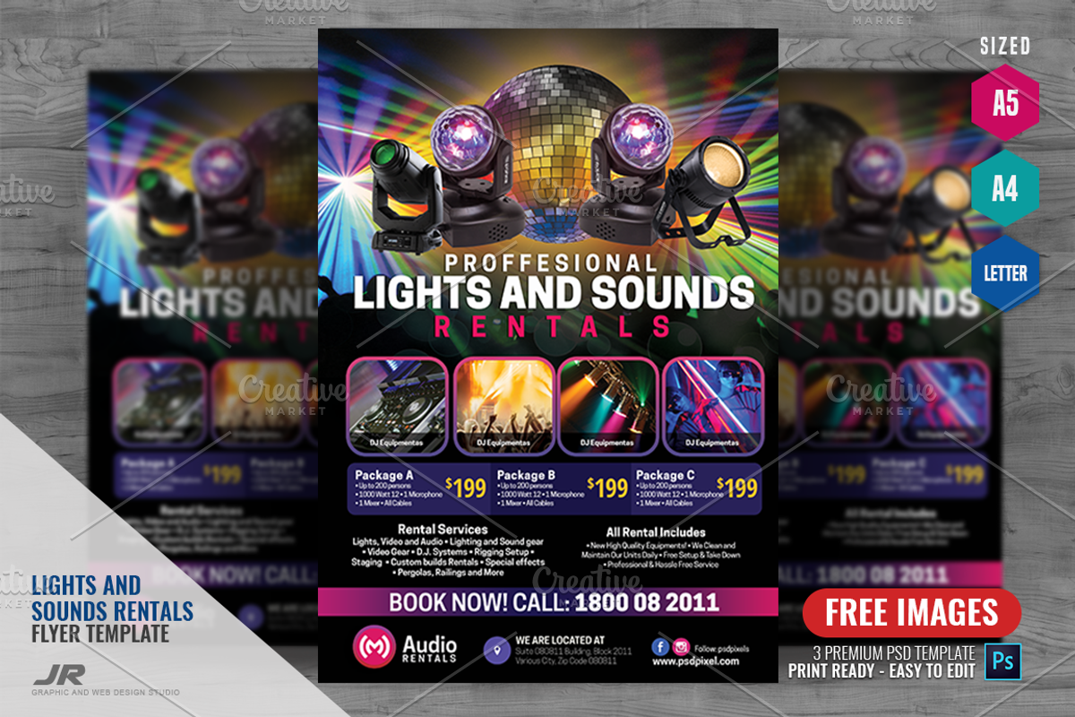 Sounds Rental Company Flyer, a Flyer Template by PSDPixel