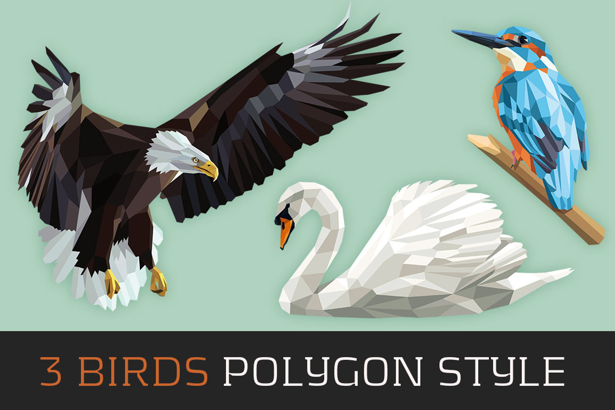 3 Birds Polygon Style, an Animal Illustration by nordicworker