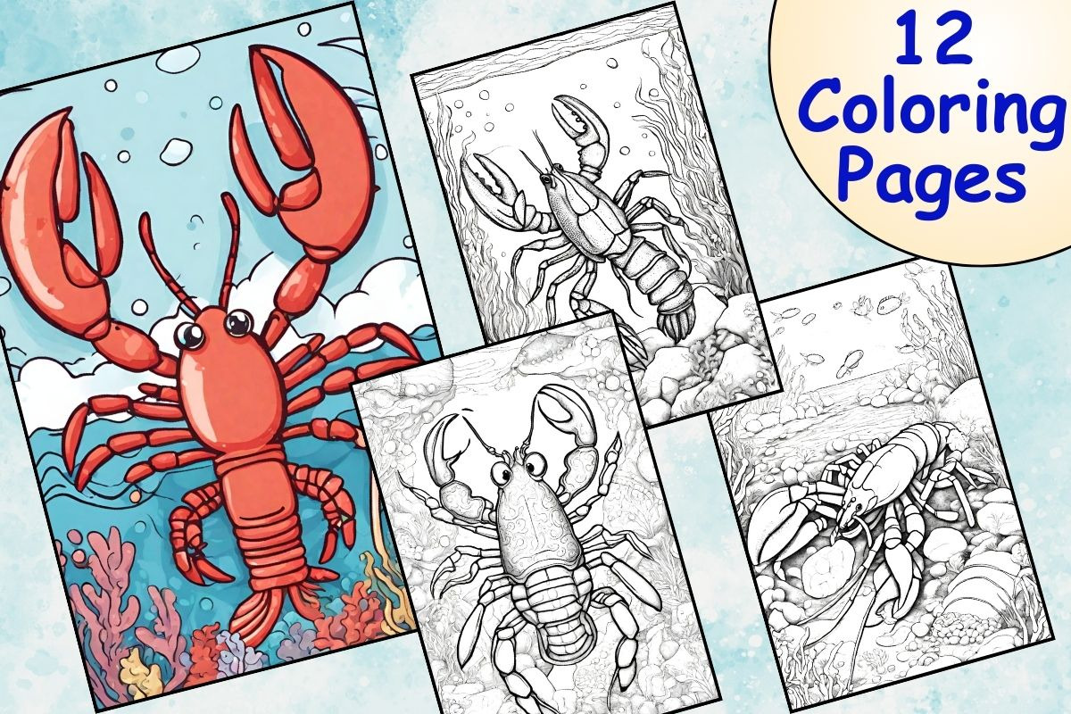 Printable Lobster Coloring Pages, an Illustration by Catchy Ideaz