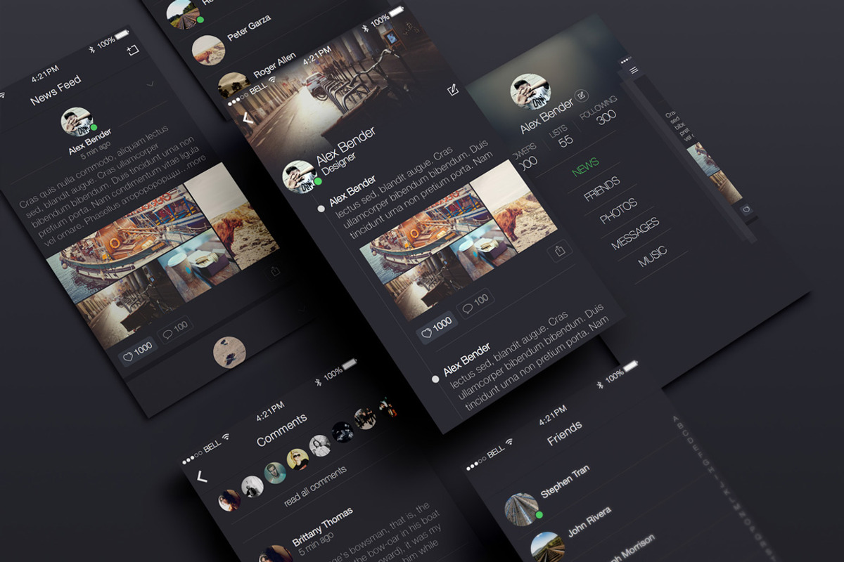 Social App UI, an App Template by ALEX BENDER UI STORE