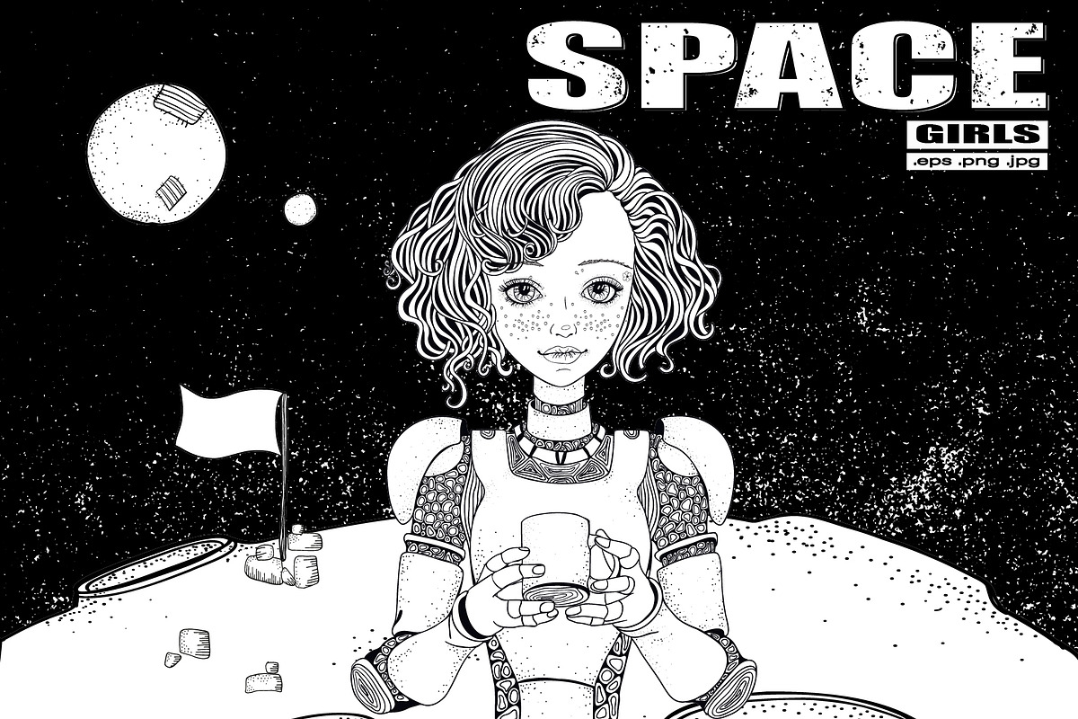 "Space Girls" Coloring Collection