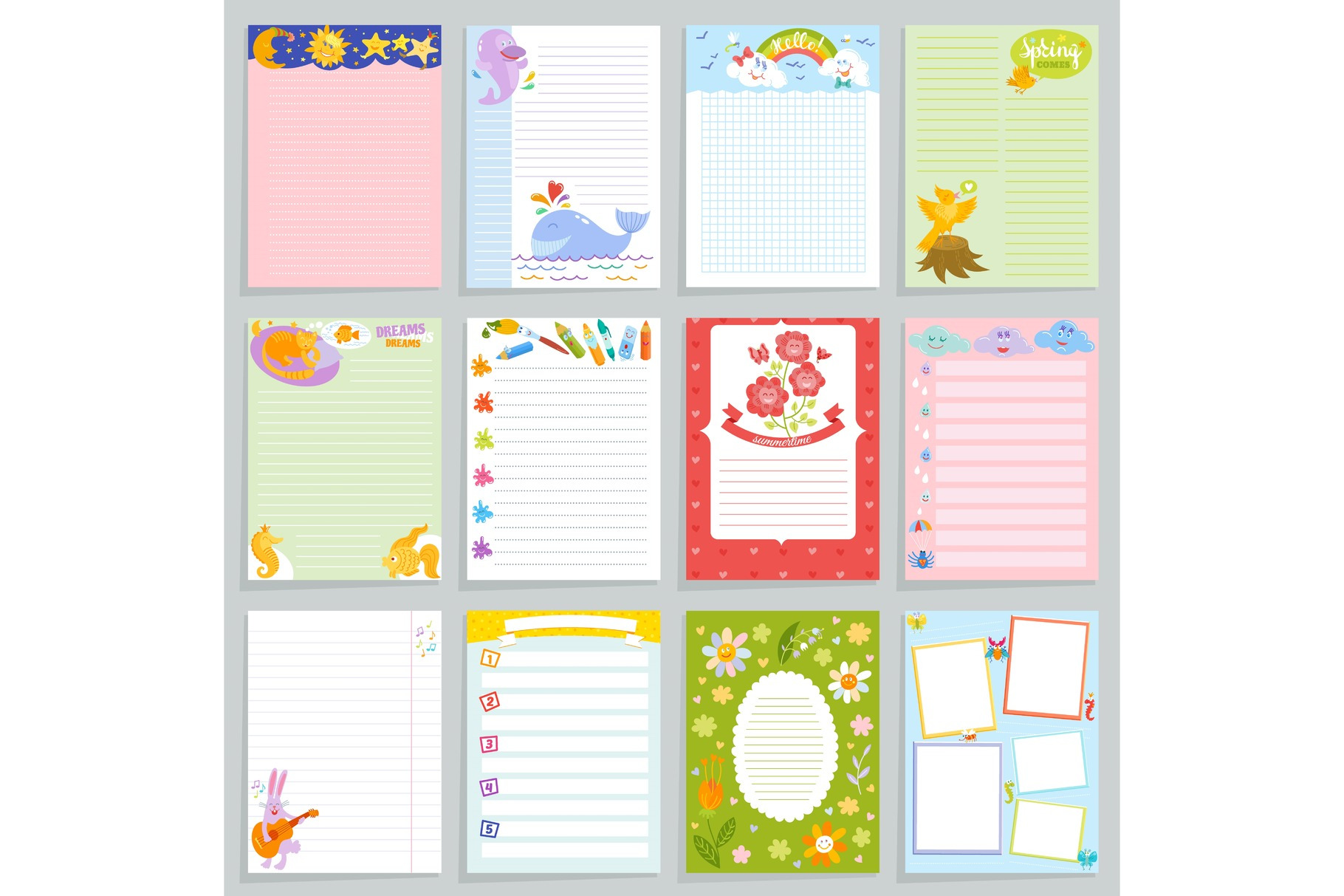 Kids diary vector childish notebook blank and childly page template of ...