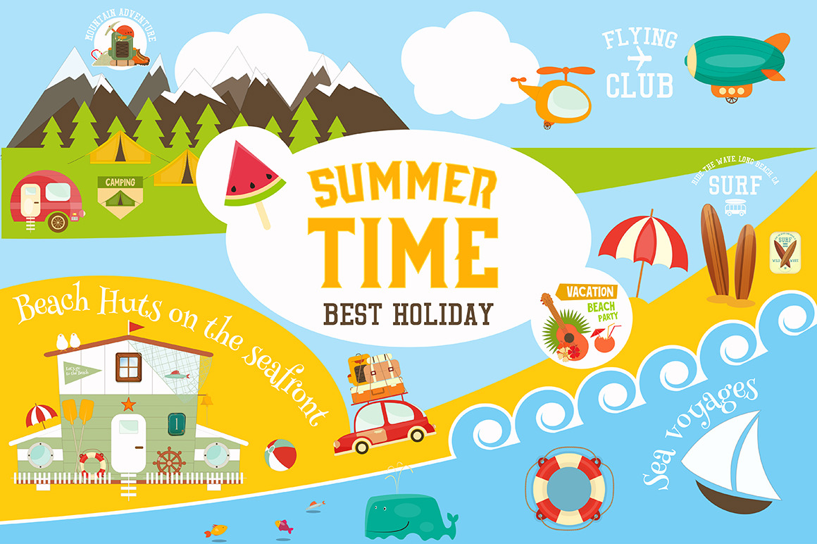 Summer Time Card, a Seasonal Illustration by ELFIVETROV DESIGN