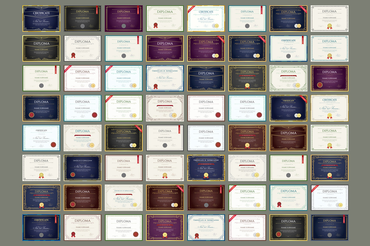 Awesome 55 Diploma & Certs Templates, a Stationery Template by Ckybe's ...