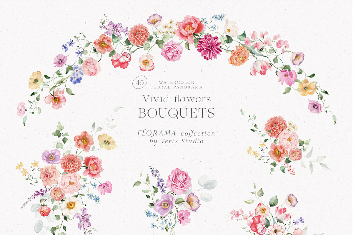 Florama Watercolor Floral Summer Set, a Decorative Illustration by ...