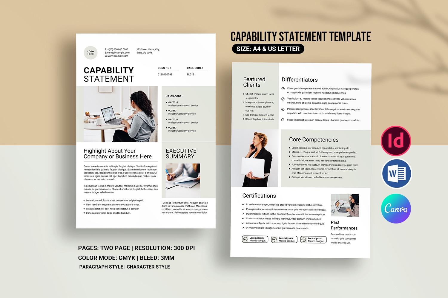 Capability Statement, Indd & Word