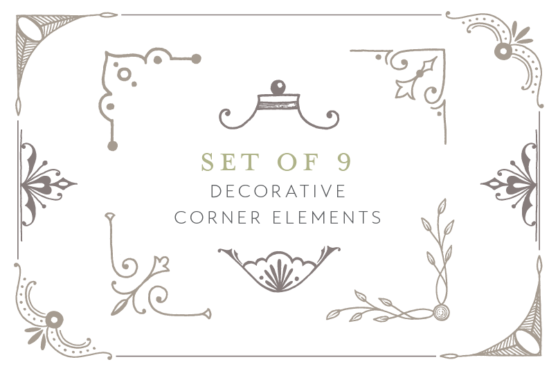 9 Hand Drawn Corner Elements, an Object Graphic by Bianca Mascorro Art