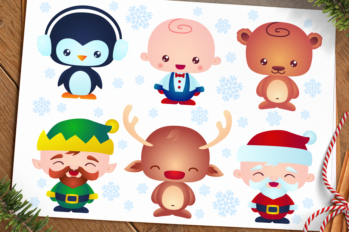 Cute Christmas Baby Characters, an Animal Illustration by pixaroma