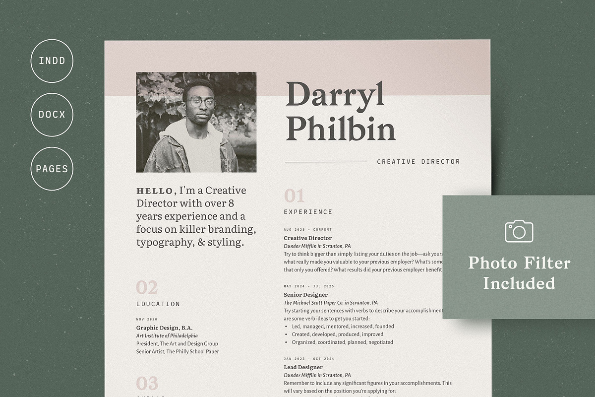 Resume with Picture / CV with Photo, a Resume Template by More Profesh ...