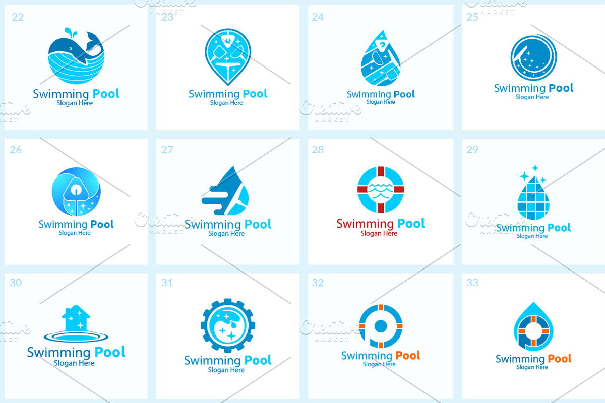 35+ Swimming Pool Logo Bundle, a Branding & Logo Template by denayunebgt