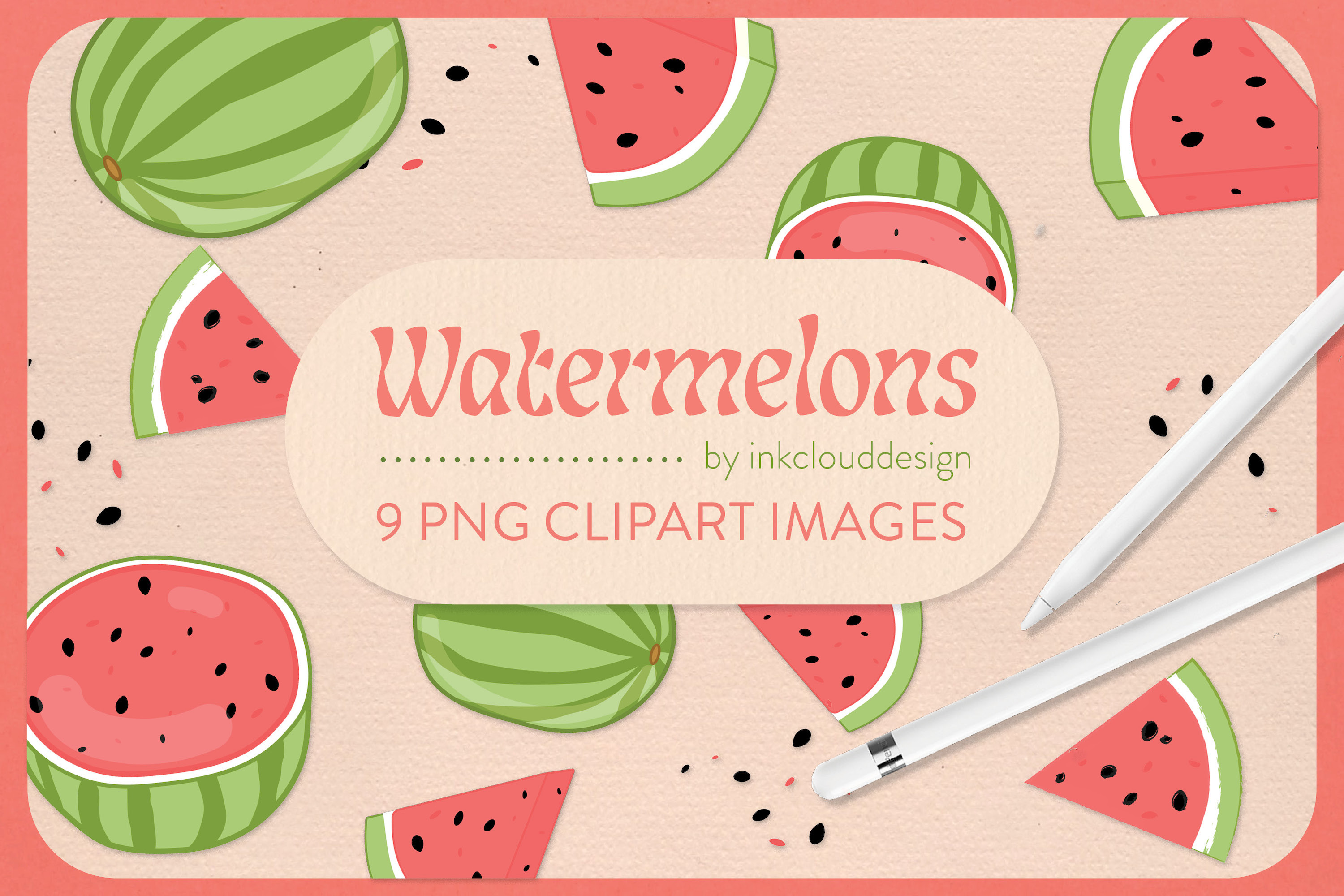 Watermelon Summer Fruit PNG Clipart, a Food Illustration by InkCloudDesign