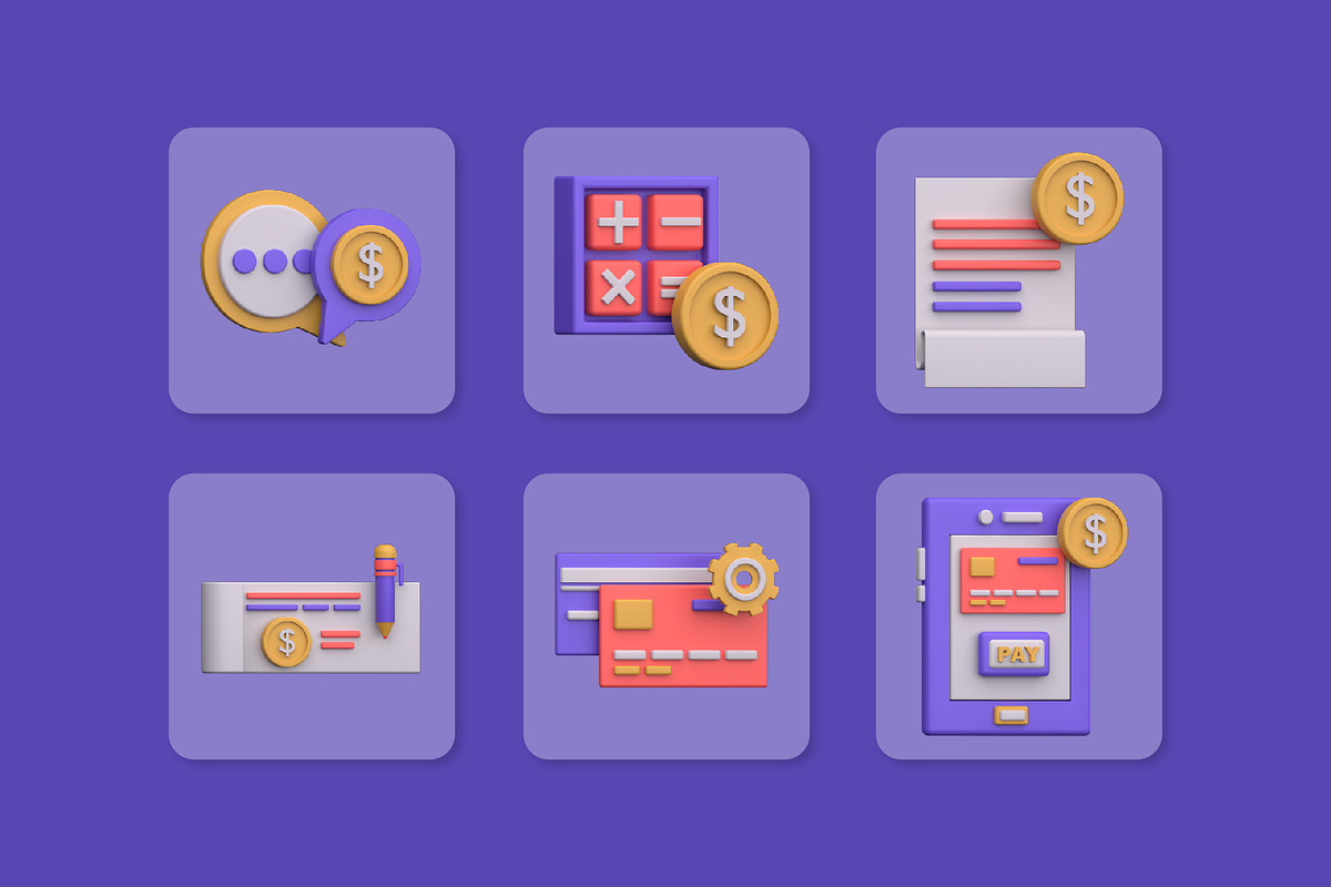 Payment Transaction 3D Icon Pack, an Object 3D Model by Rishsketch