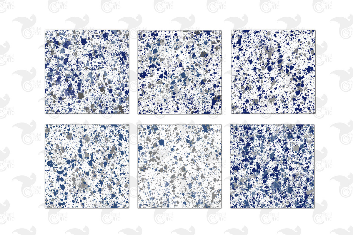 Navy & Gray Splatter Backgrounds, a Texture Graphic by Digital Curio