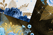 5x7 Blue and Gold Floral Overlays, an Illustration by Digital Curio