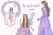 Spring Fairy Tale Girls Clipart, an Illustration by GlamArtZhanna