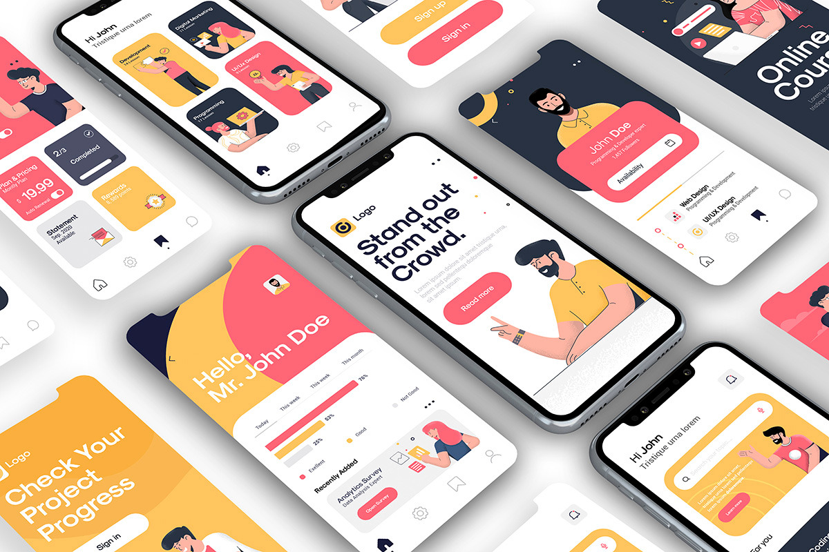 Set of UI, UX, GUI screens, an Education Illustration by Creative Graphics