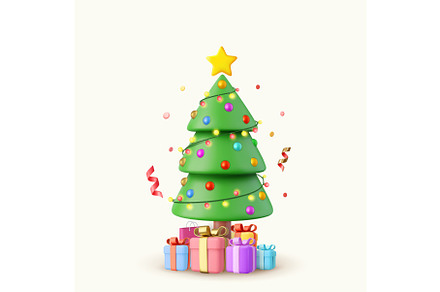 3d Christmas sparkling bright tree, an Object Graphic by ModVector
