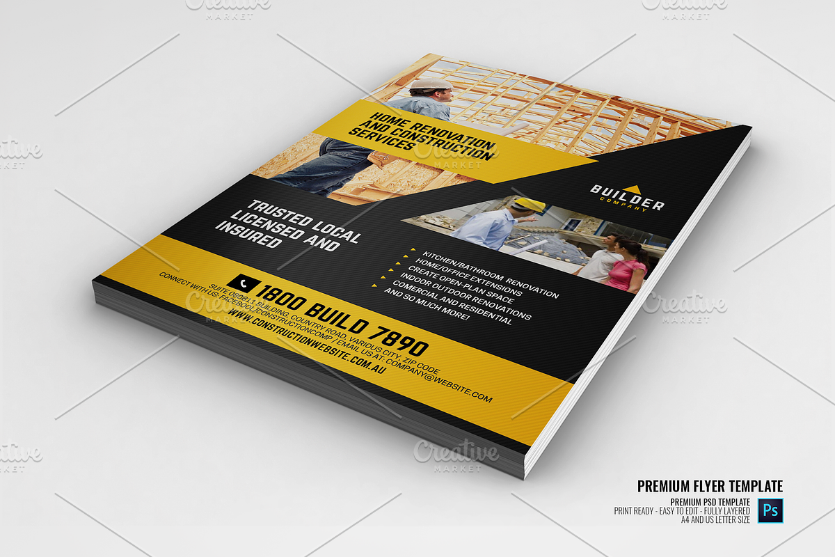 Construction and Builder Flyer, a Flyer Template by PSDPixel