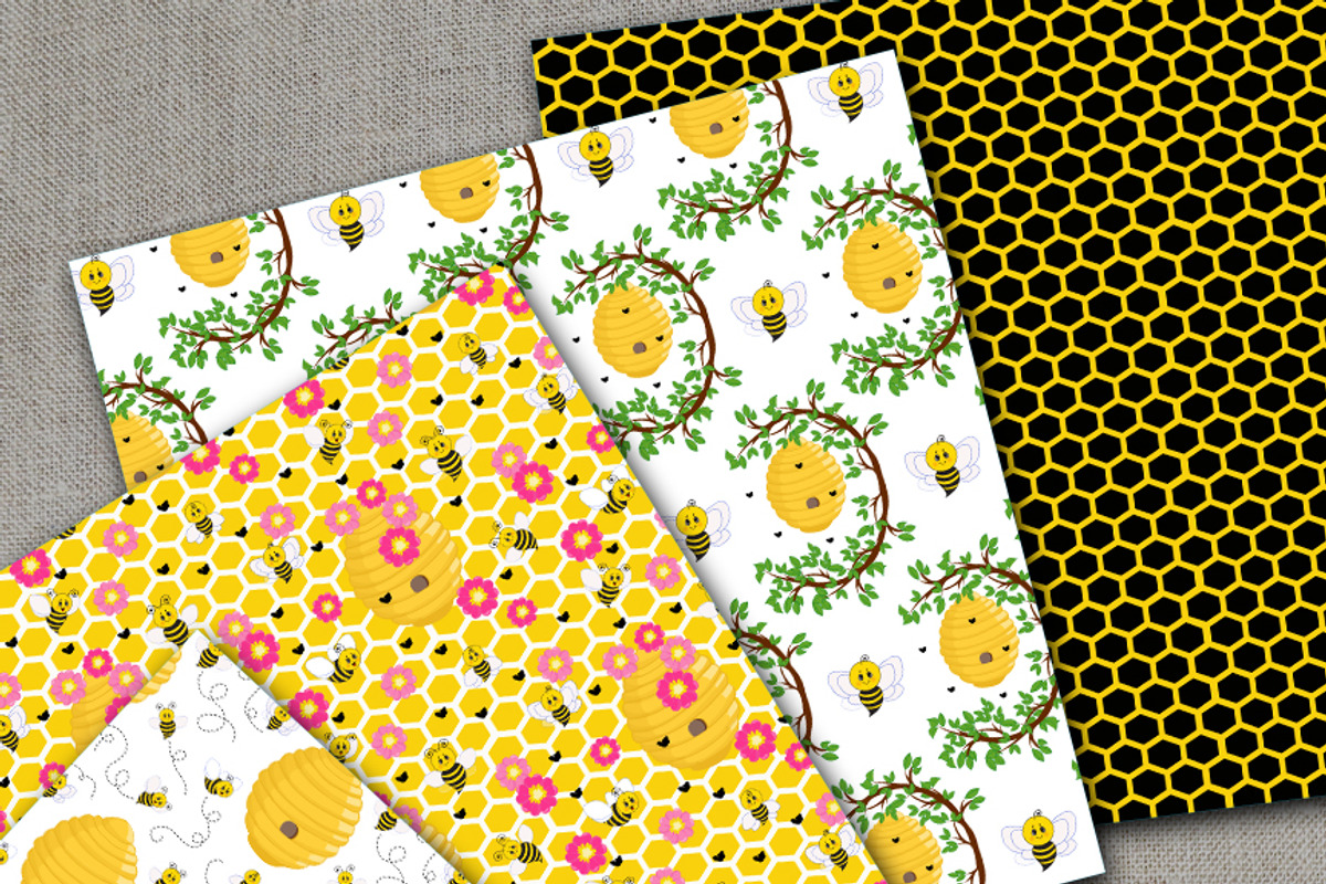 Bumble Bee Digital Papers 1055, a Pattern Graphic by AMBillustrations
