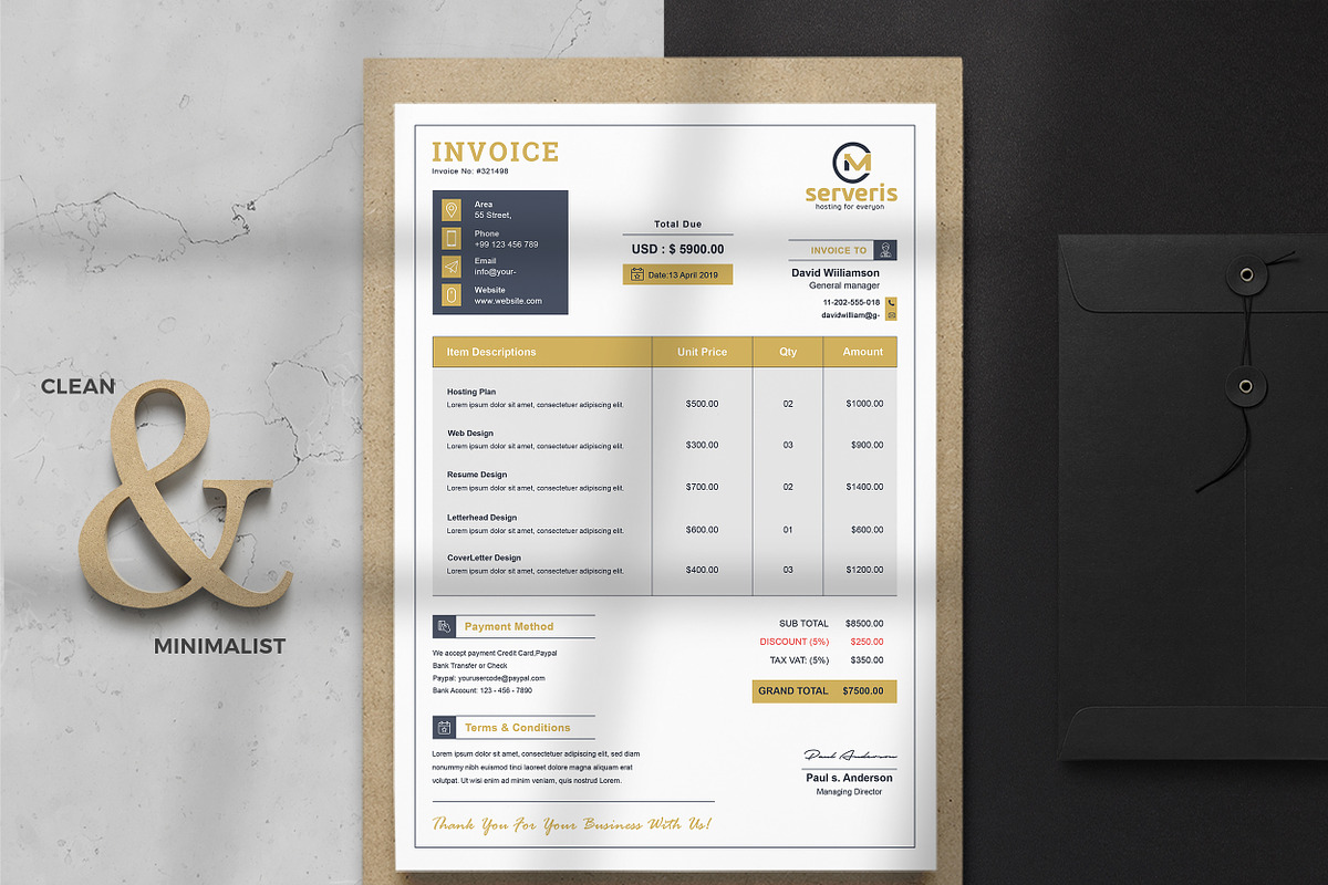 Editable Invoice Template in MS Excel | Creative Market