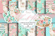 Floral Llama digital paper pack, a Pattern Graphic by designloverstudio