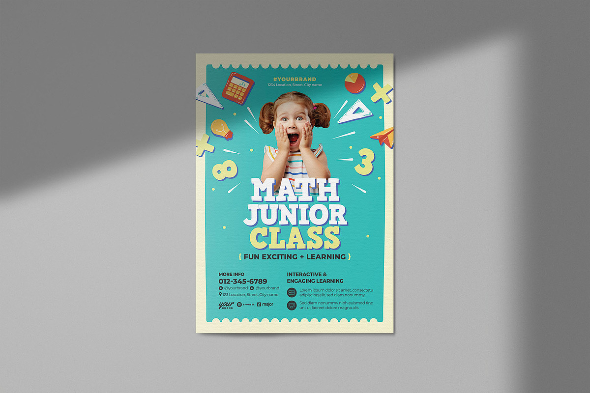 Math Class Education Flyer Template, a Flyer Template by BrandPacks