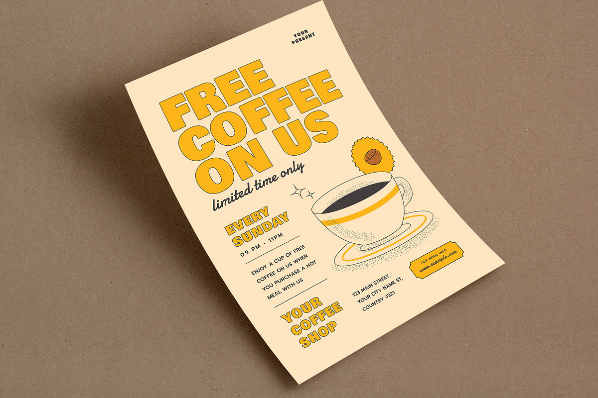 Retro Free Coffee Promotion Flyer, a Flyer Template by Guuver ...