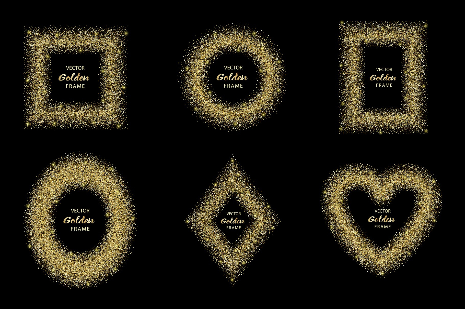 Luxury Gold Glitter Frame Set, a Product Mockup by Elena Lux