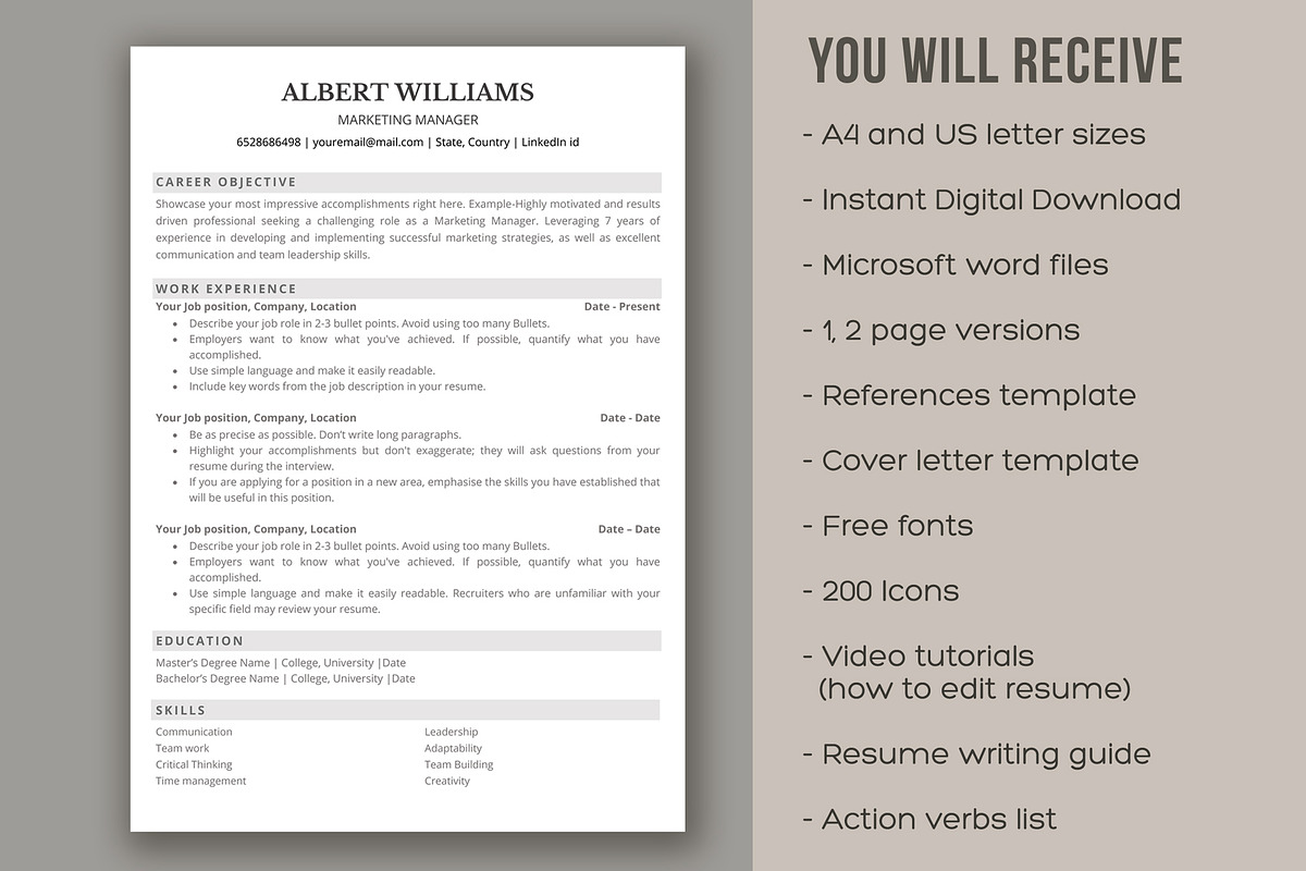 ATS Resume Template / CV Template, a Resume Template by aivos