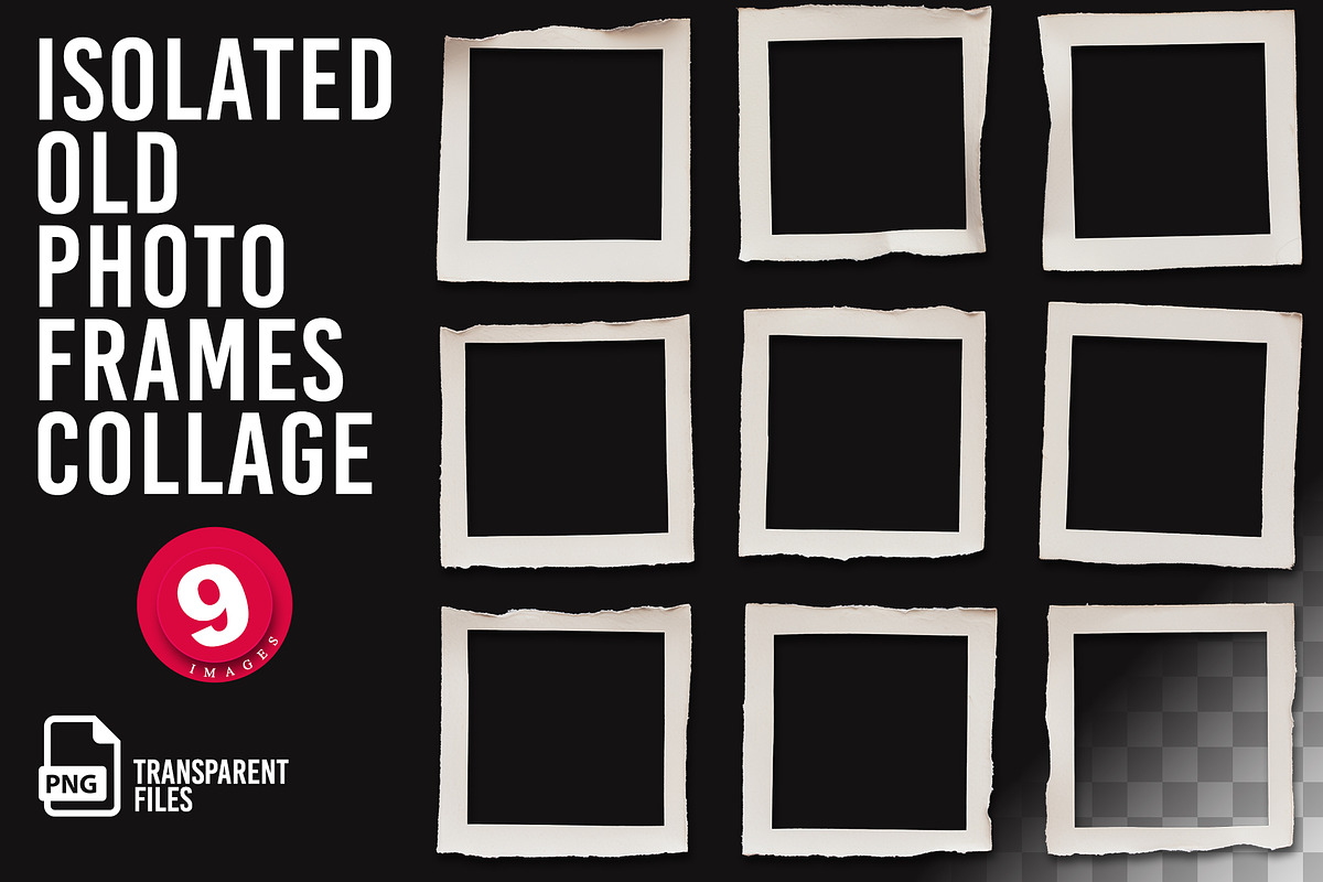 9 Transparent Old Photo Frames PSD, a Texture Graphic by iHemalaya
