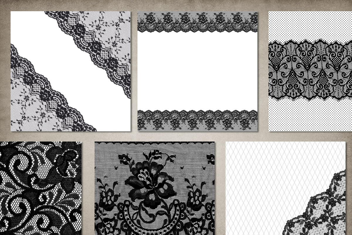 Black and White Lace Digital Paper, a Texture Graphic by Digital Curio