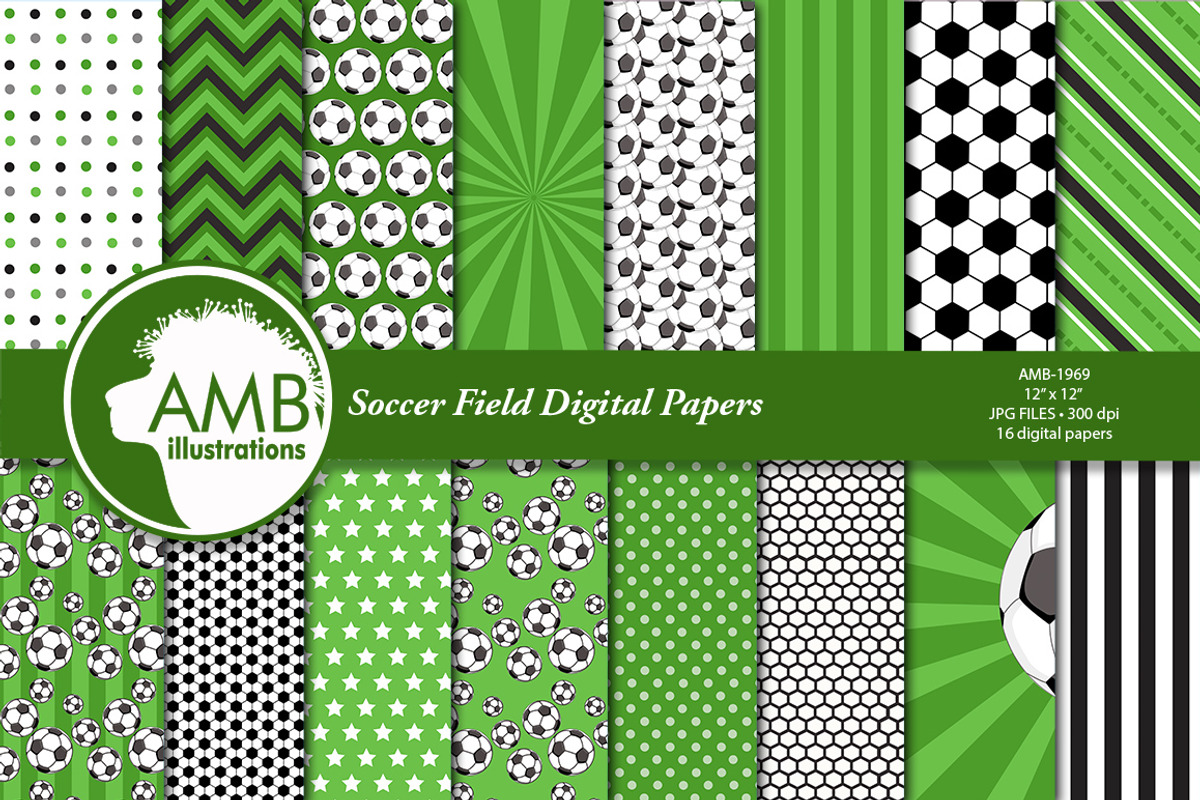 Soccer Field Digital Papers AMB-1969, a Pattern Graphic by AMBillustrations
