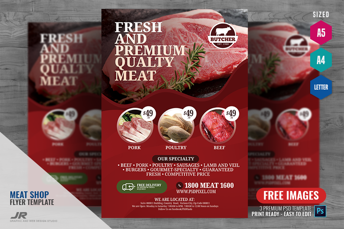 Butchery Services Flyer, a Flyer Template by PSDPixel