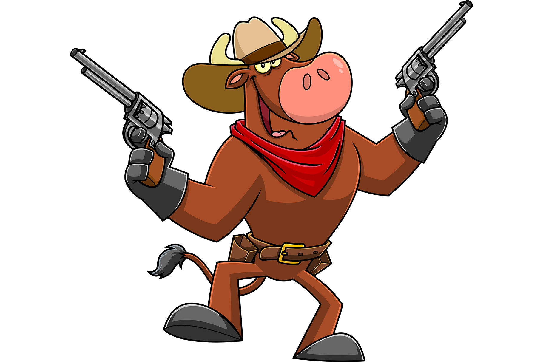 Bull Cowboy Cartoon Character, an Animal Illustration by HitToon
