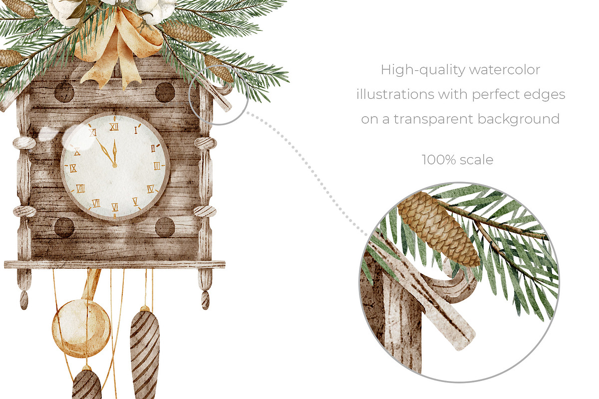 Christmas vintage watercolor clipart, an Illustration by Alisles