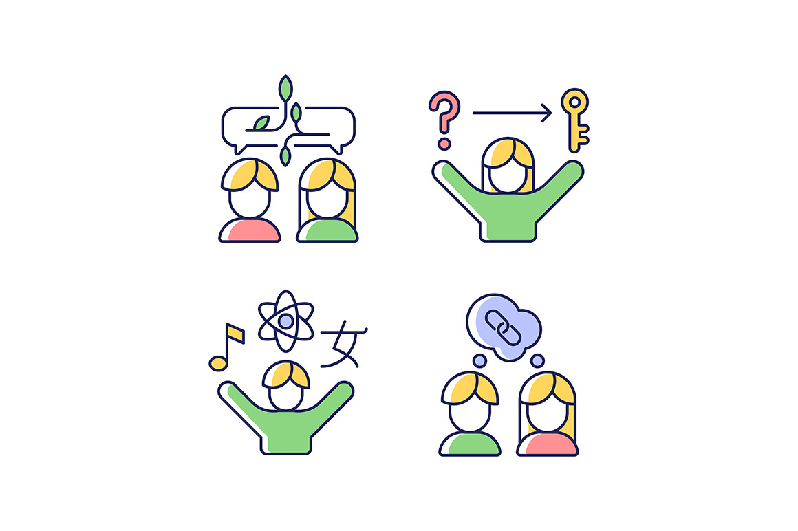 Communication skills icons set, an Outline Icon by bsd studio