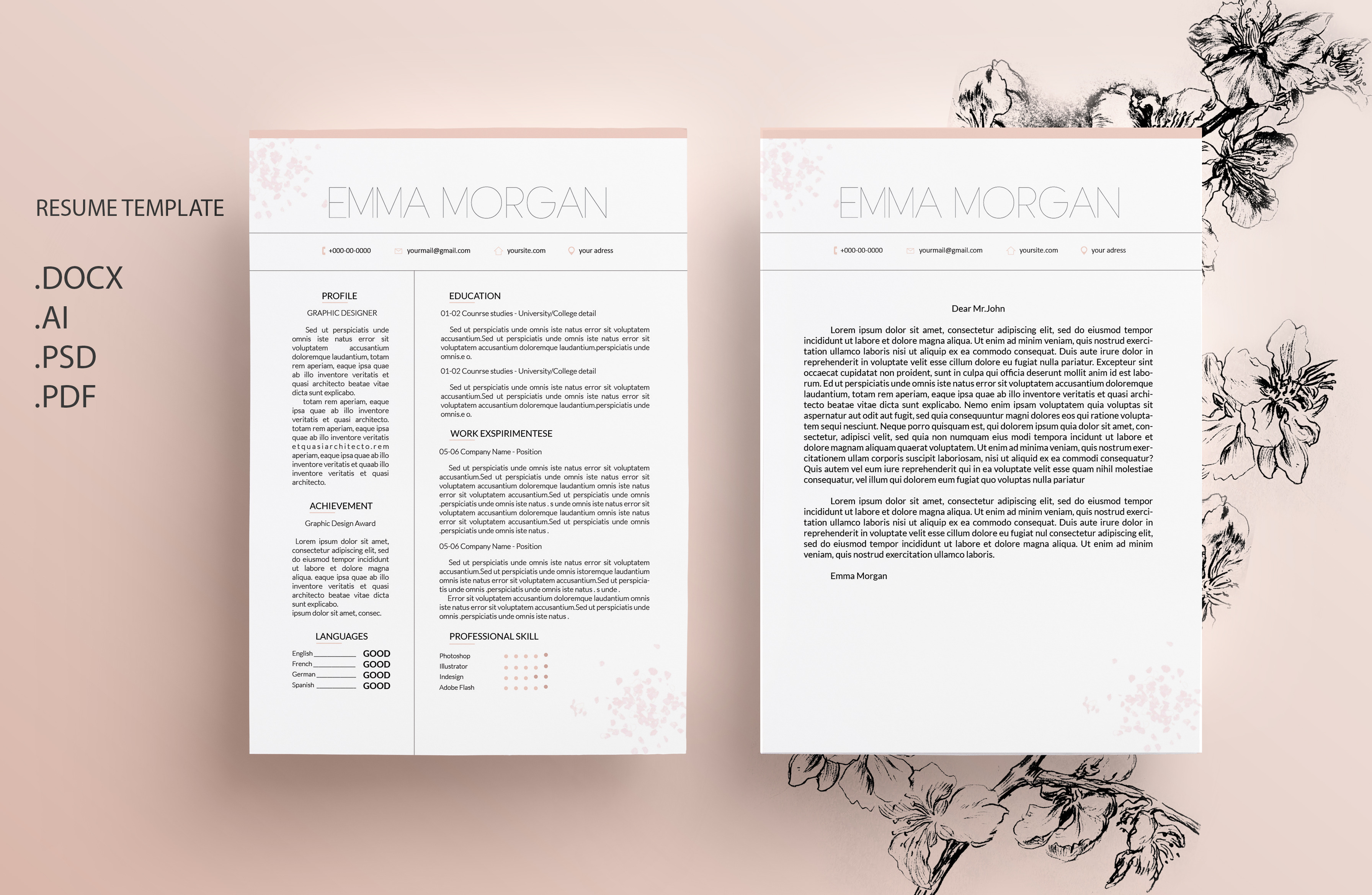 Sakura CV / Resume Template / M, a Resume Template by Showy68 Template