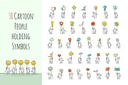 Cartoon People with Symbols | Graphic Objects ~ Creative Market
