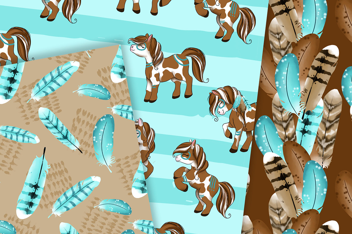 Native horses pattern, a Pattern Graphic by DarinaDigital