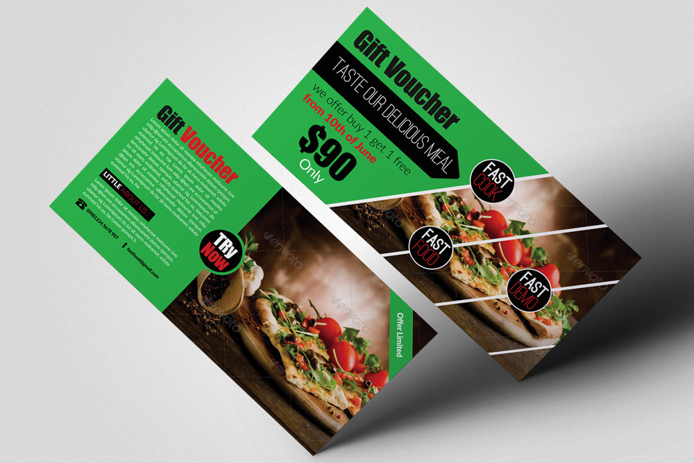 Restaurant Menu Gift Voucher, a Card Template by Business Flyers